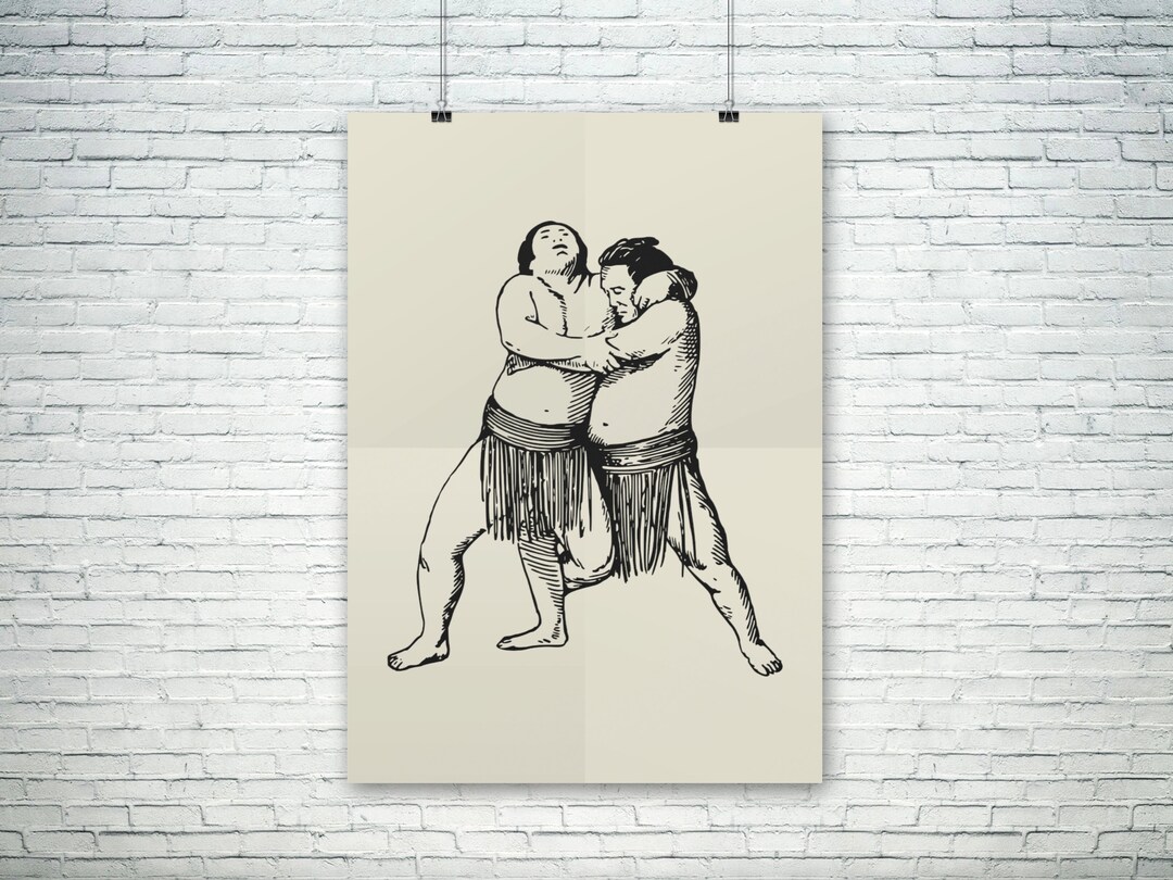 Sumo Wrestlers Print | Japanese Martial Arts Poster | Gift for Him ...