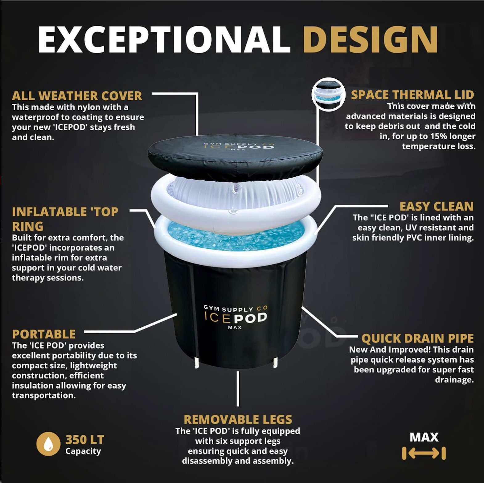 Icepod MAX Ice Bath XL Premium Portable Cold Pod Polar Cold Water ...