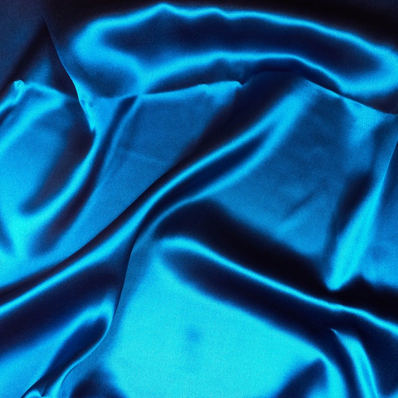 100% Pure Silk Satin Fabric, Peacock Blue - Etsy