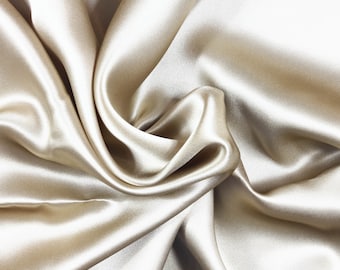 100% Silk Charmeuse Fabric 16mm Champagne Color Silk Satin Fabric by ...