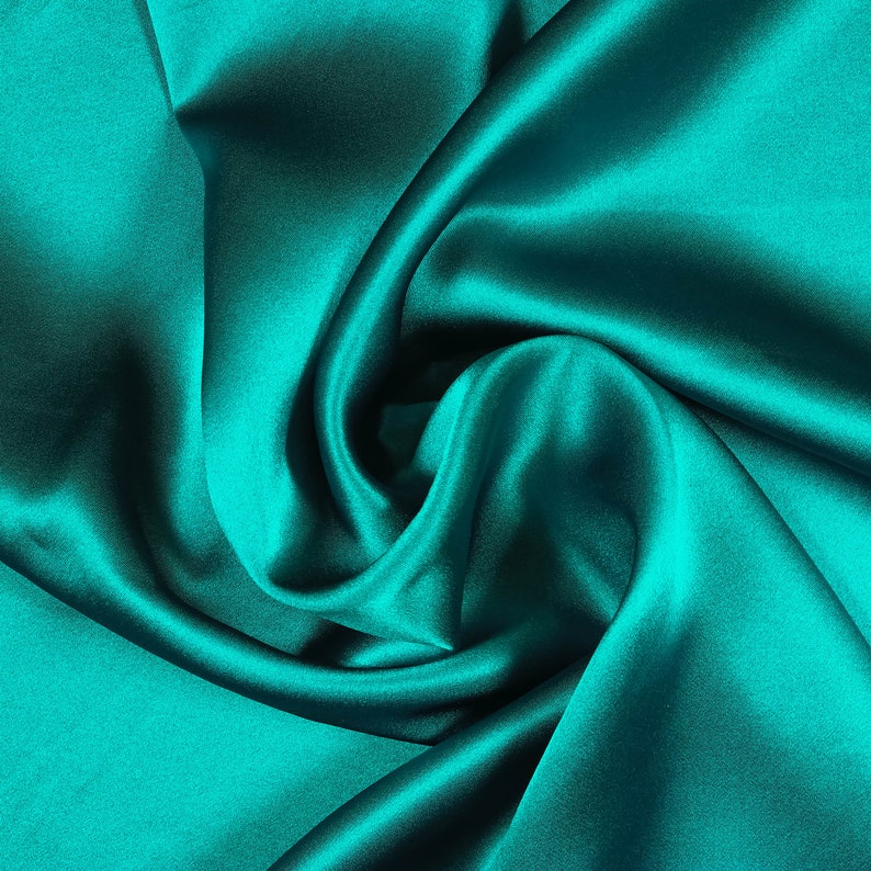 100% Pure Silk Satin Fabric, Teal - Etsy