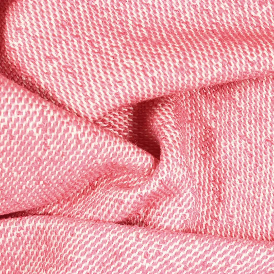 Wool and Cotton Boucle Pink Tweed Fabric - Etsy