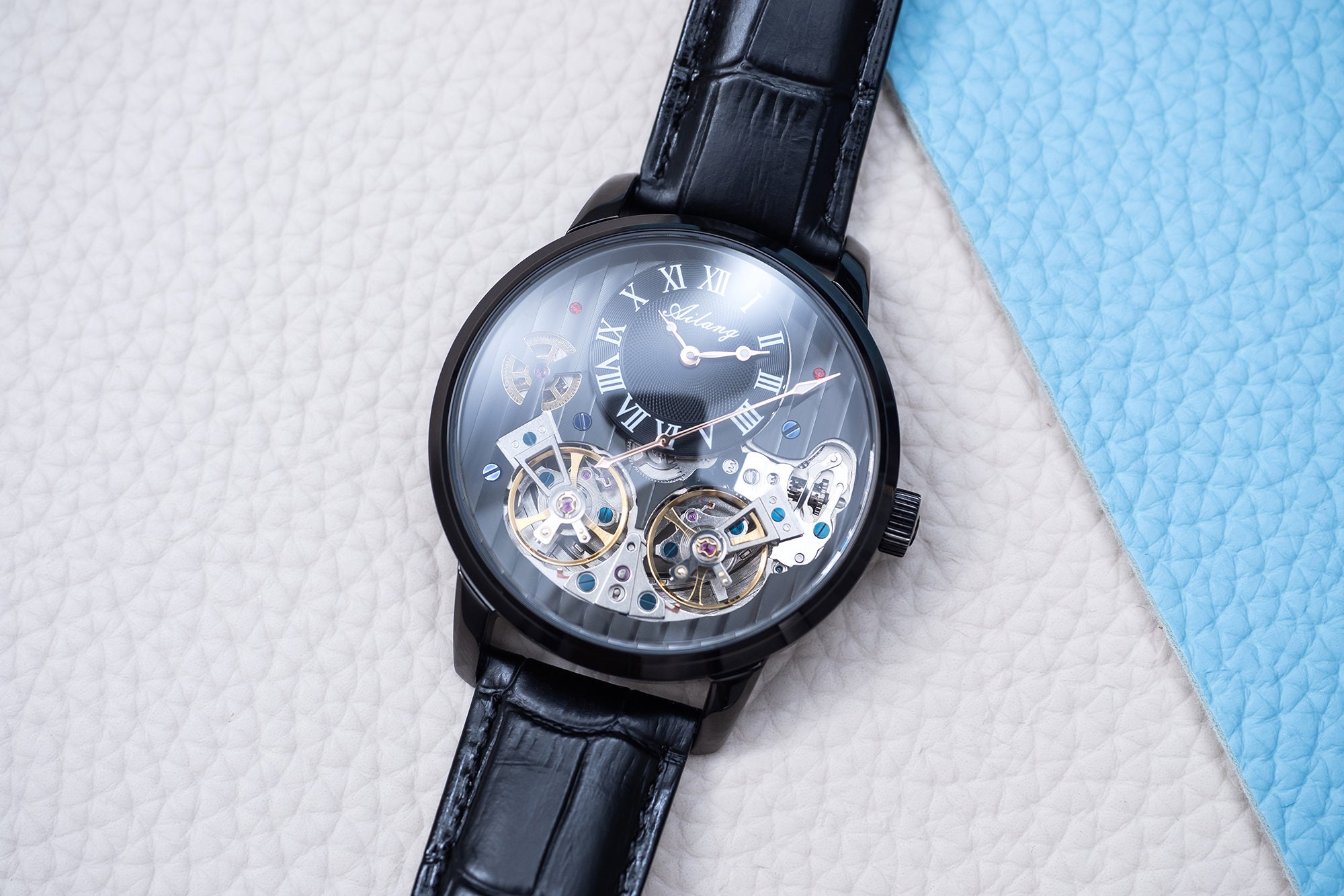 Engraved Automatic Luxury Mechanical Dual Flywheel Watch L Sapphire ...