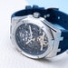 Automatic Skeleton Watch: Silver Stainless Steel With Blue Rubber Strap ...