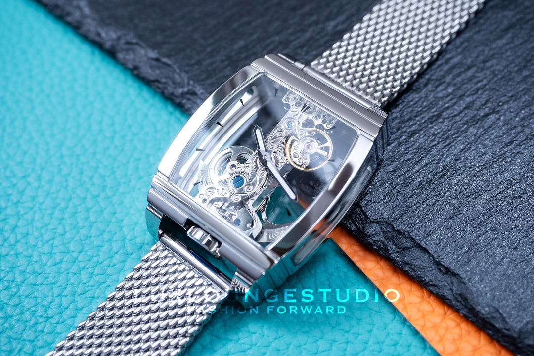 Automatic Mechanical Skeleton Bridge Movement Watch: Luminous Hands ...