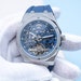 Automatic Skeleton Watch: Silver Stainless Steel With Blue Rubber Strap ...