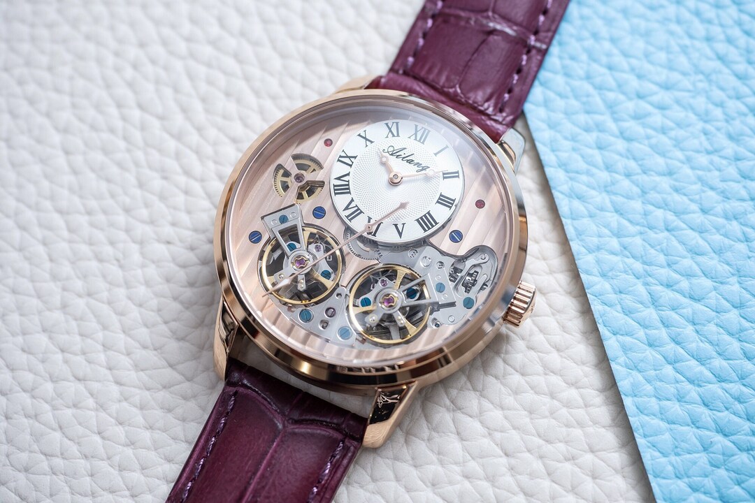 Dual Flywheel Automatic Watch: Rose Gold, Sapphire Glass, Purple ...