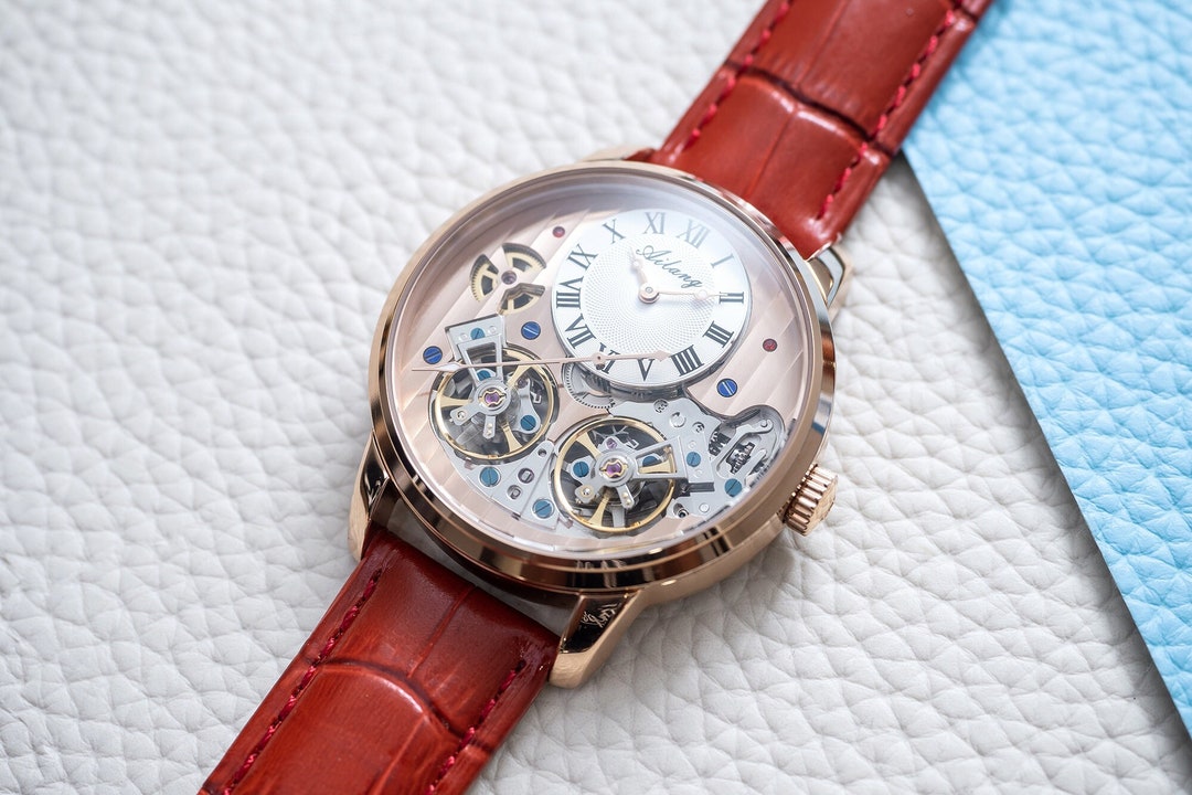 Engraved Automatic Luxury Mechanical Dual Flywheel Watch L Sapphire ...