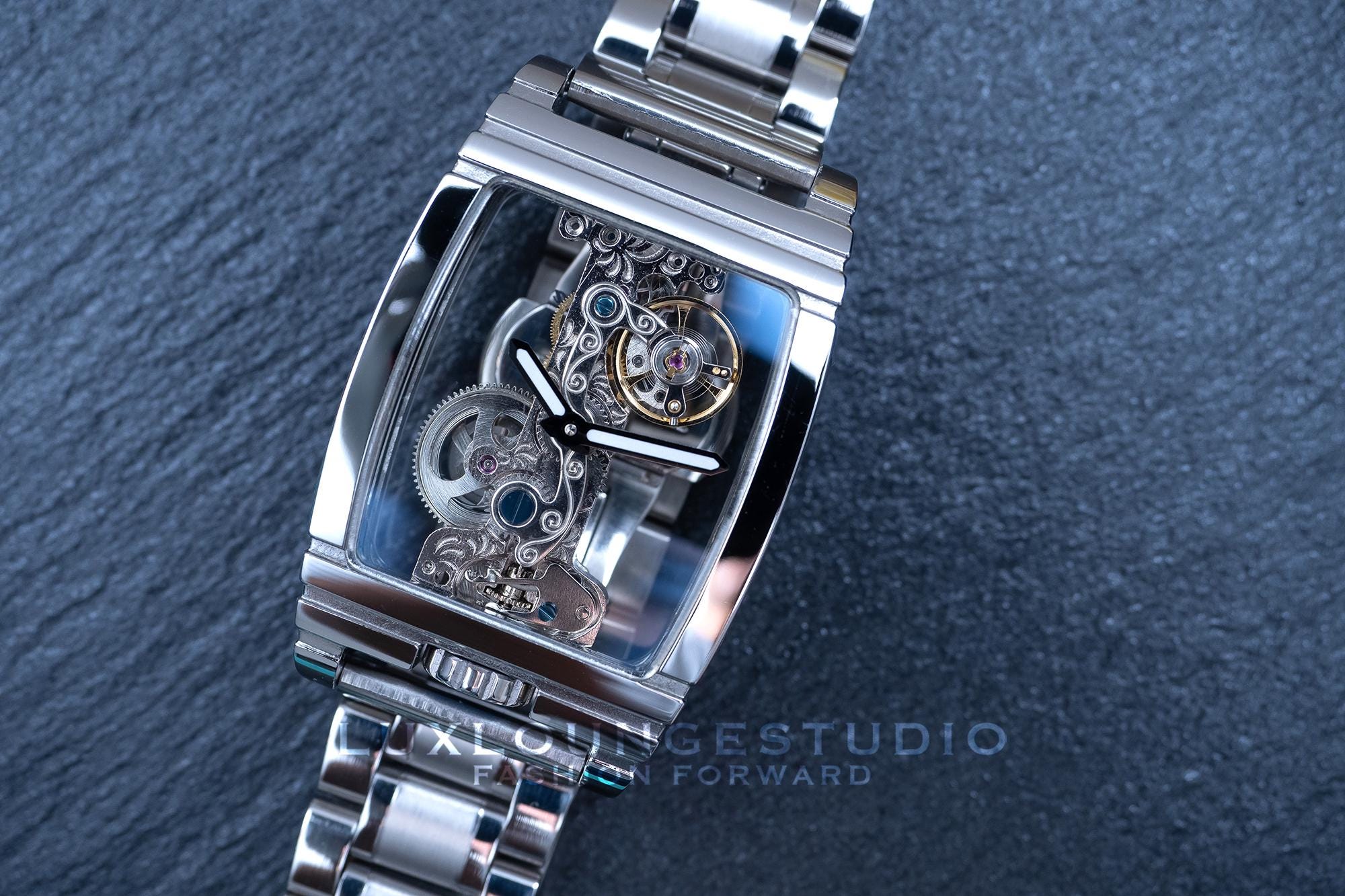 Manual Mechanical Skeleton Watch: Bridge Movement Silver Stainless ...
