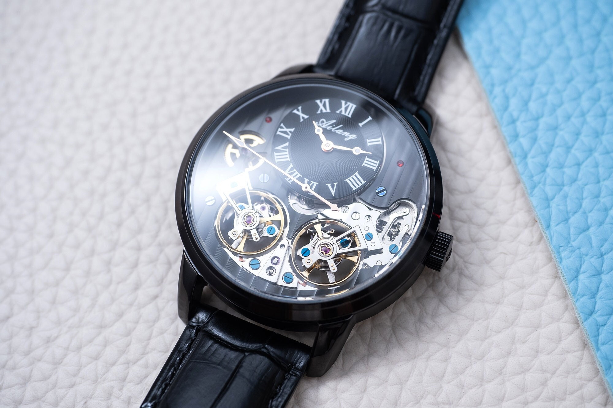 Engraved Automatic Luxury Mechanical Dual Flywheel Watch L Sapphire ...