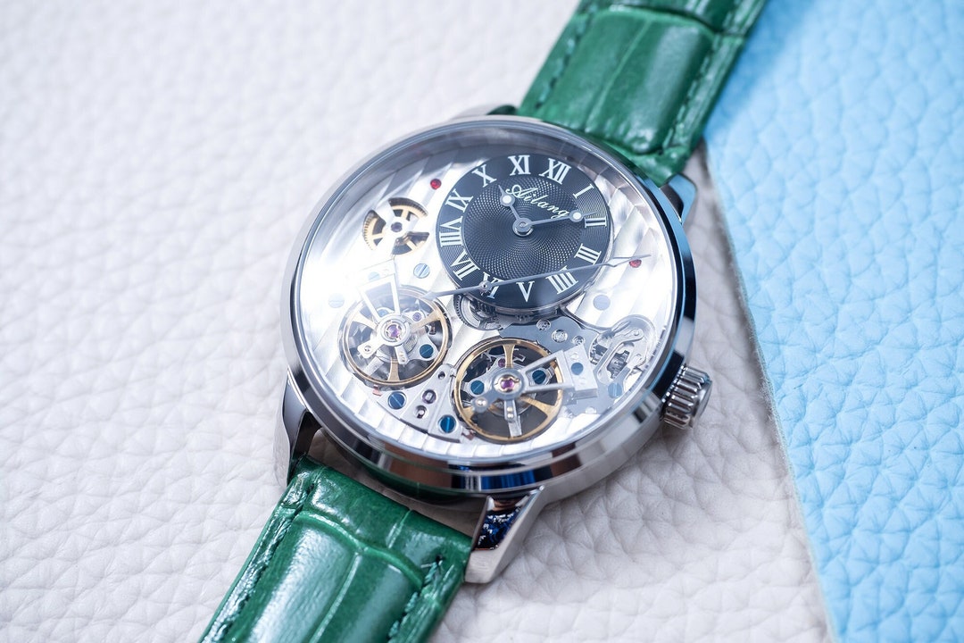 Engraved Automatic Luxury Mechanical Dual Flywheel Watch L Sapphire ...