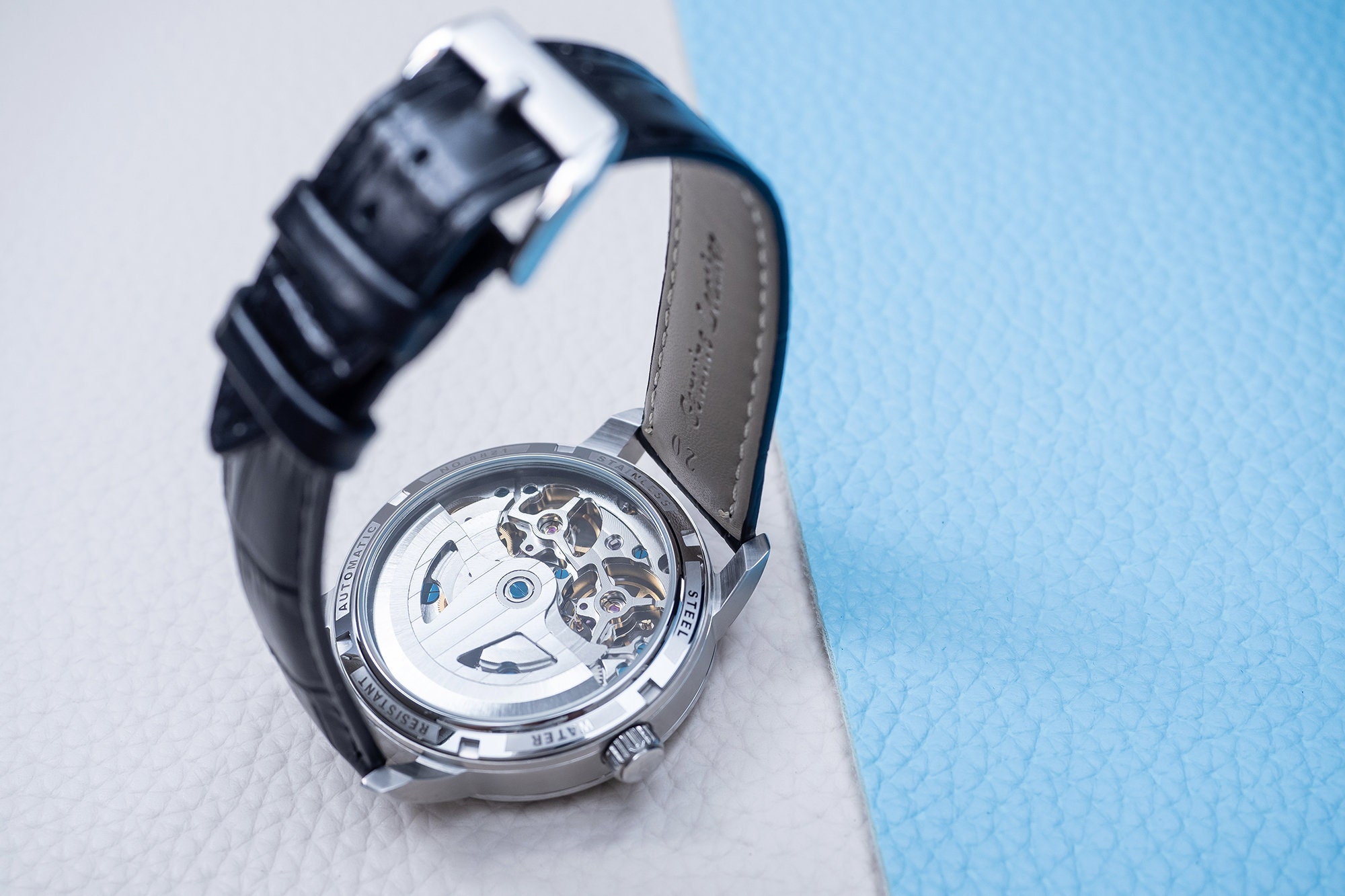 Engraved Automatic Luxury Mechanical Dual Flywheel Watch L Sapphire ...