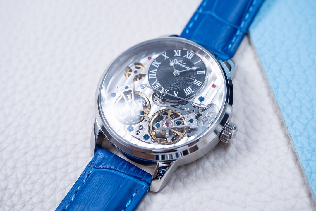 Engraved Automatic Luxury Mechanical Dual Flywheel Watch L Sapphire ...