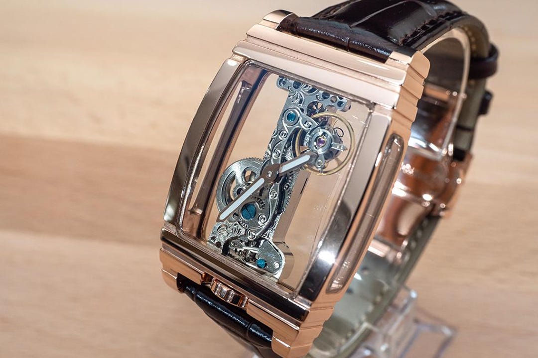Personalized Rose Gold Skeleton Watch: Manual Mechanical Movement ...