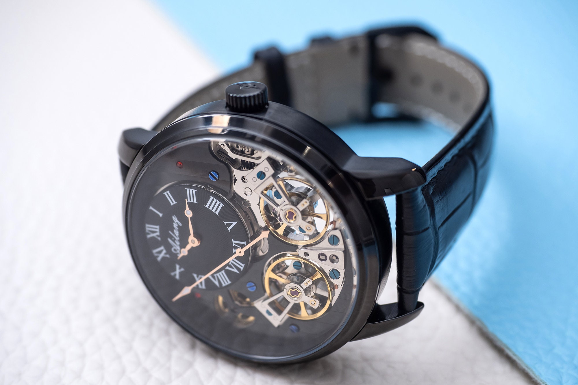 Engraved Automatic Luxury Mechanical Dual Flywheel Watch L Sapphire ...