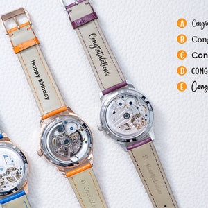 Engraved Automatic Skeleton Mechanical 24 Hour Dial Watch L Rose Gold ...