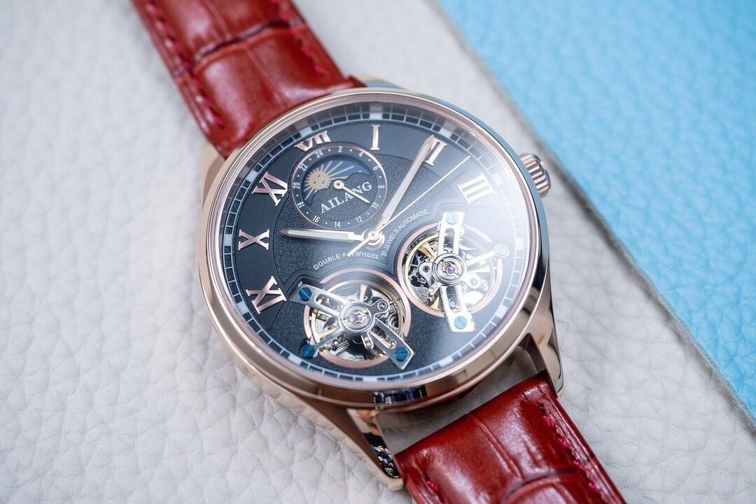 Engraved Automatic Skeleton Mechanical Dual Flywheel Watch L Rose Gold ...