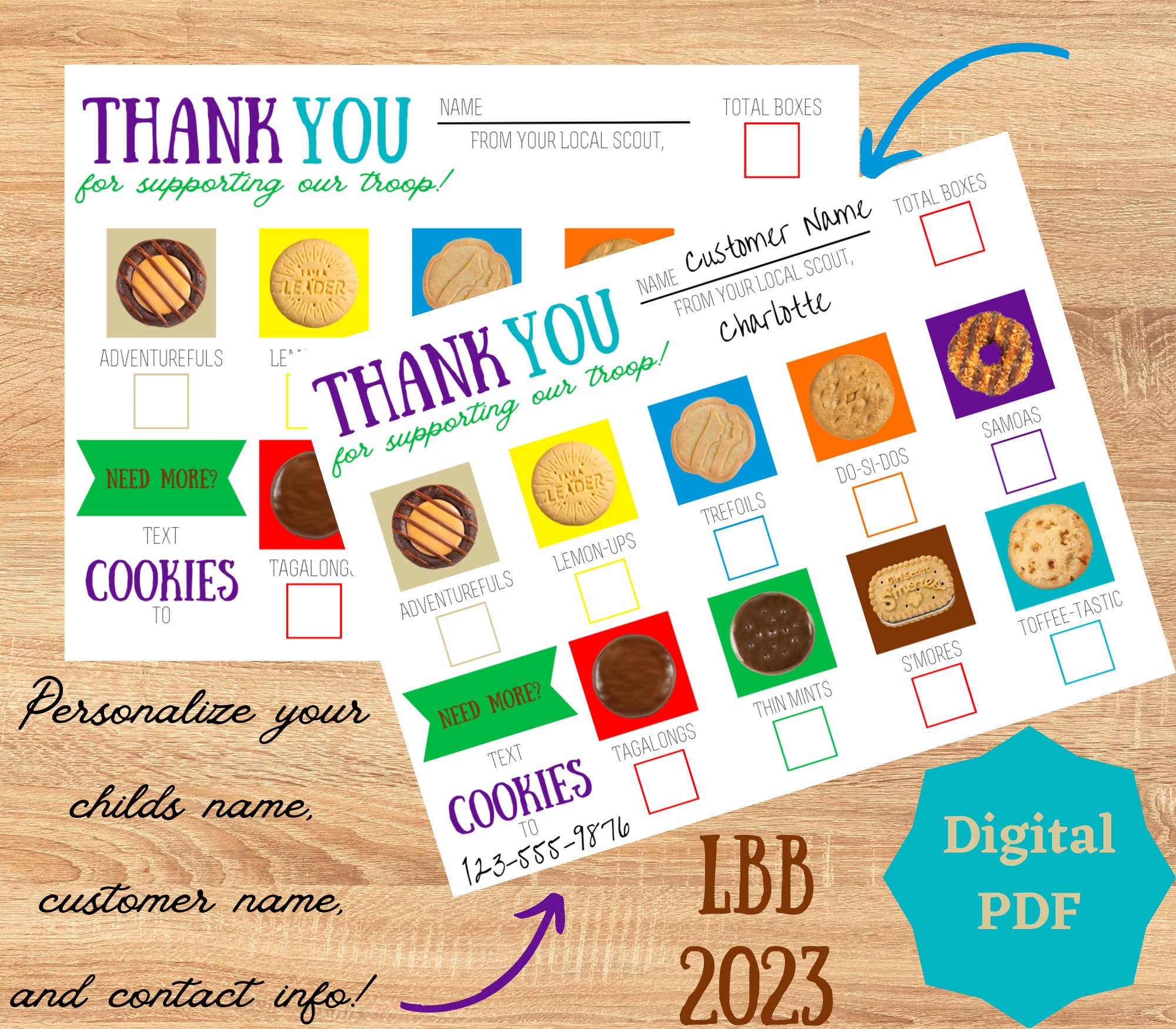 LBB COOKIE Thank You Tags Scout Cookie Thank You Note Booth - Etsy