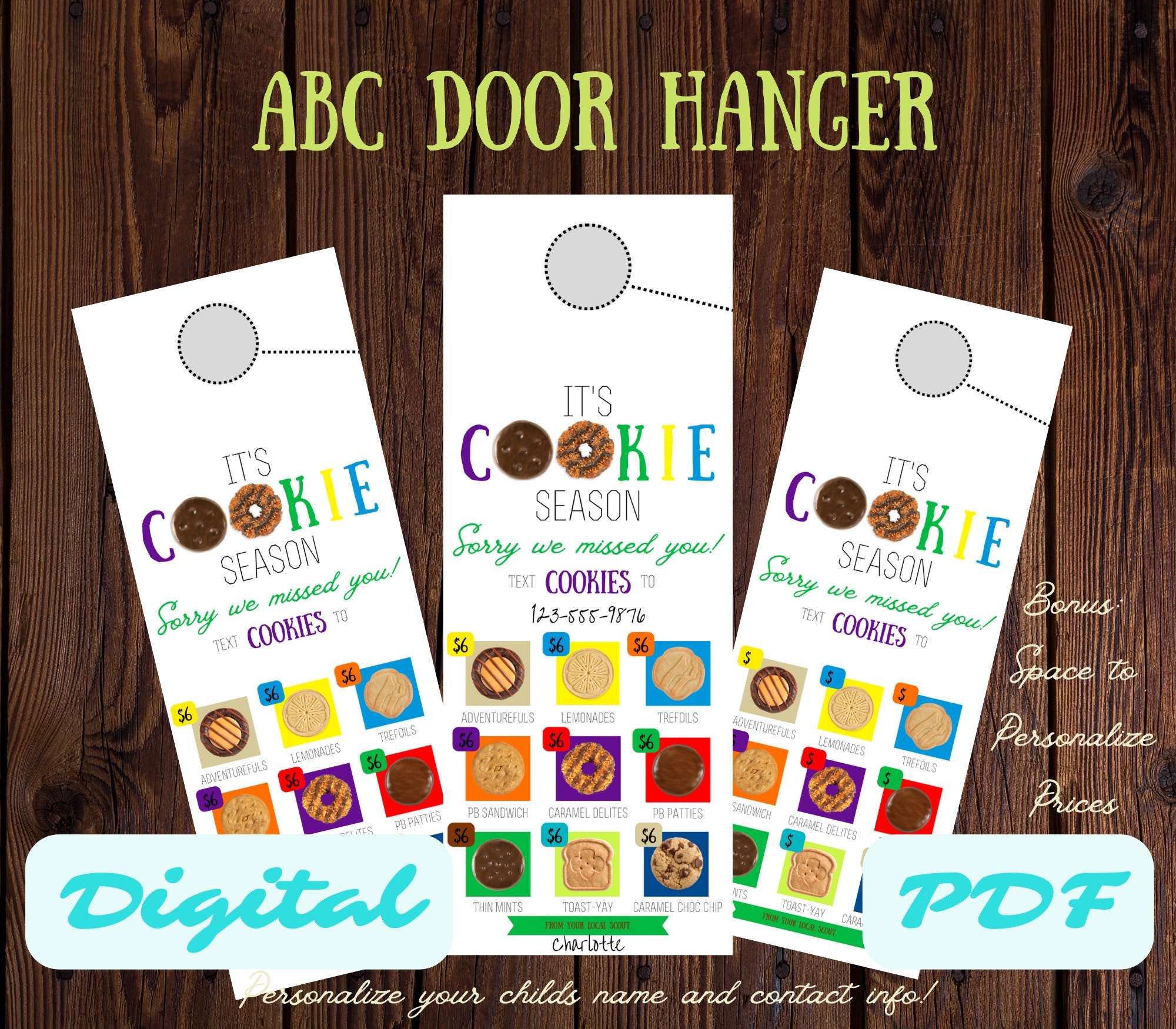 ABC COOKIE 2024 Girl Scout Door Hanger, Printable Menu Order Form ...