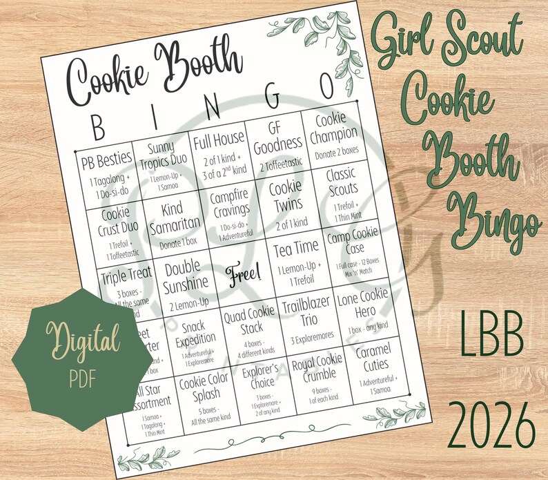 LBB COOKIE Booth Bingo – Printable Digital Game for Fundraisers ...