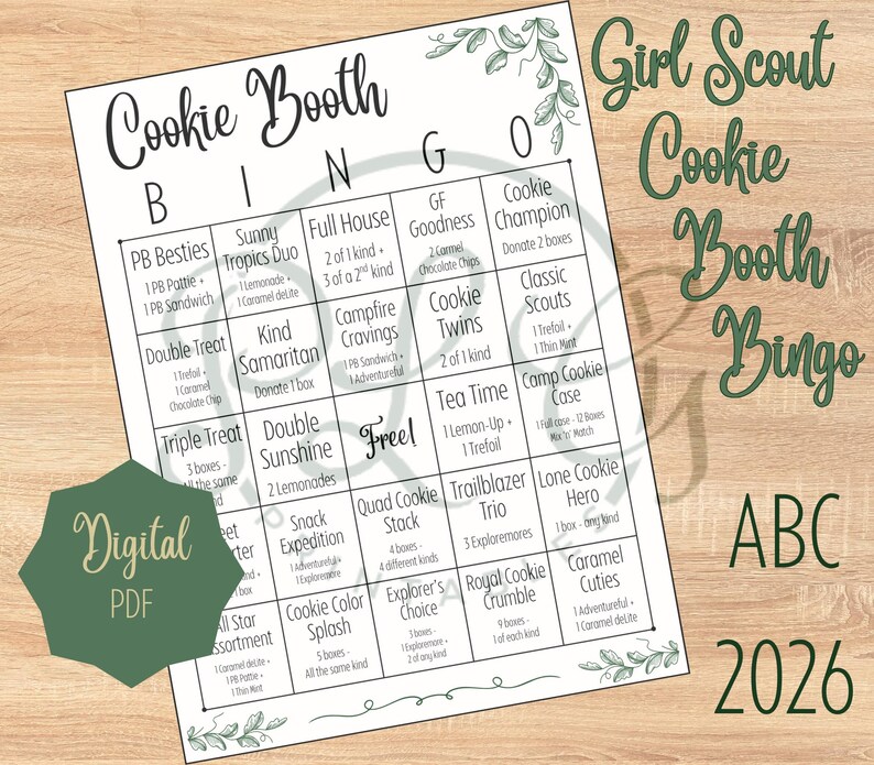 ABC COOKIE Booth Bingo – Printable Digital Game for Fundraisers ...