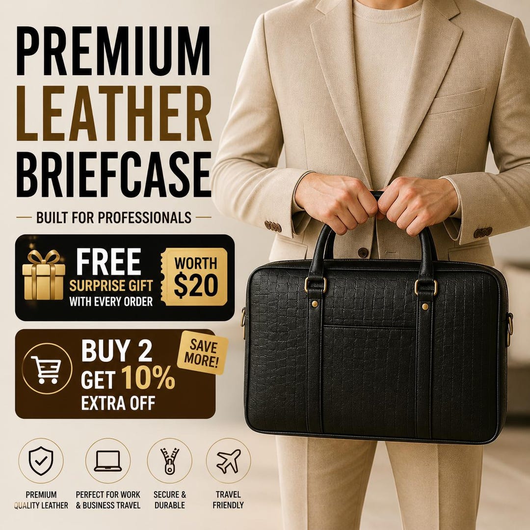 Full Grain Leather Briefcase, Professional Work Laptop Bag, Business ...