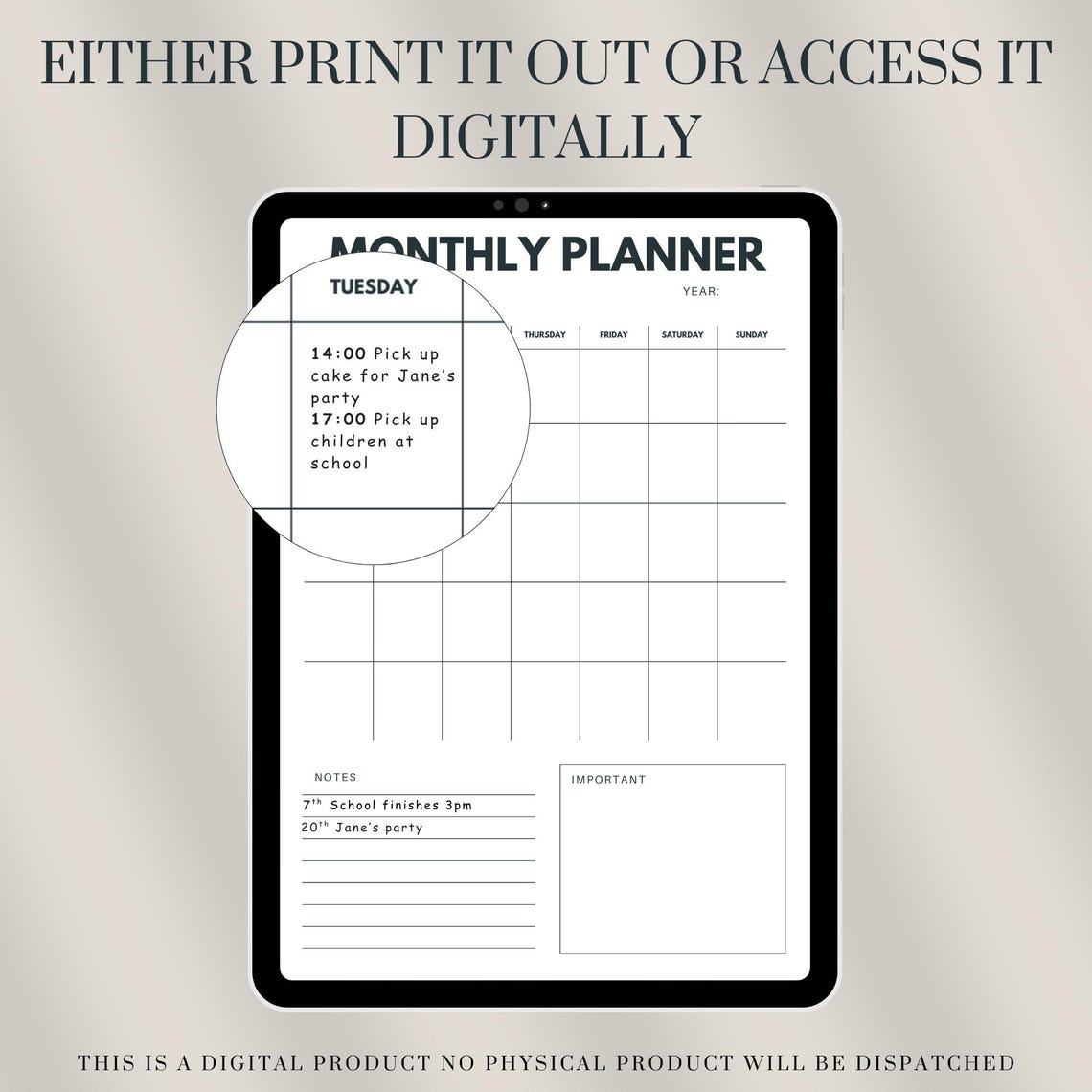 One Page Planner, Undated, Printable, PDF, A4, Monday and Sunday Start ...