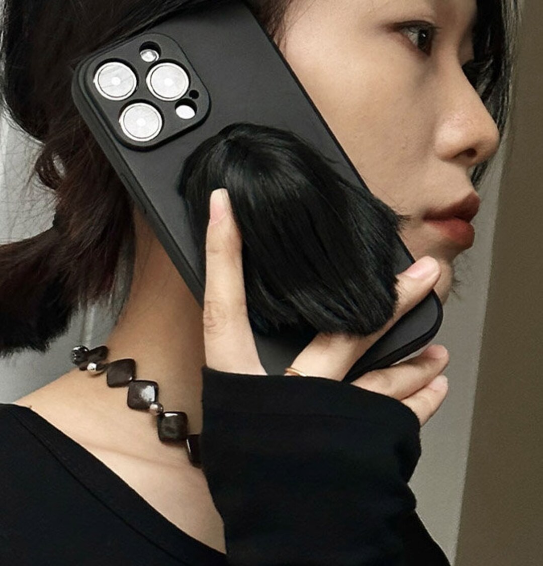 Dark DIY Braided Hair Short Twist Cell Phone Case iPhone 14 13 12 11 ...