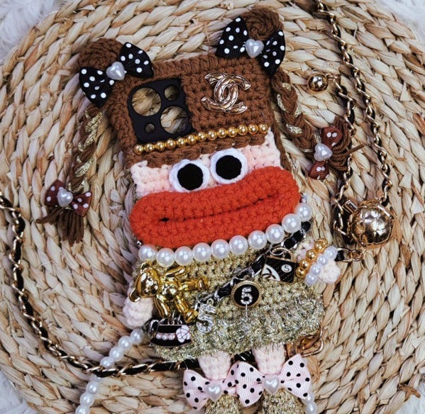 Fragrant Belt Chain Handmade Knitted Wool Phone Case Cute Ugly Cute Big ...