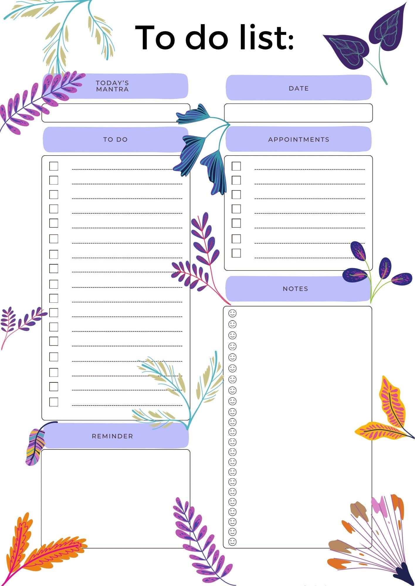 To Do List Printable Pdf - Etsy