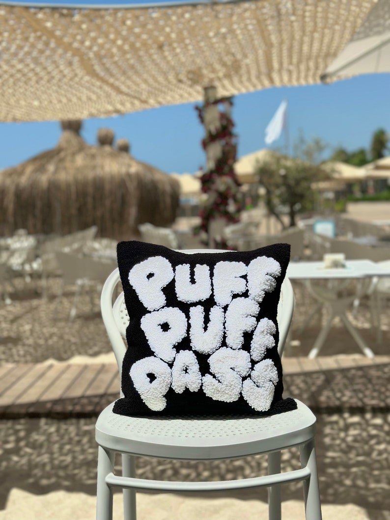 Black Puff Puff Pass Punch Needle Pillow Throw Pillow - Etsy