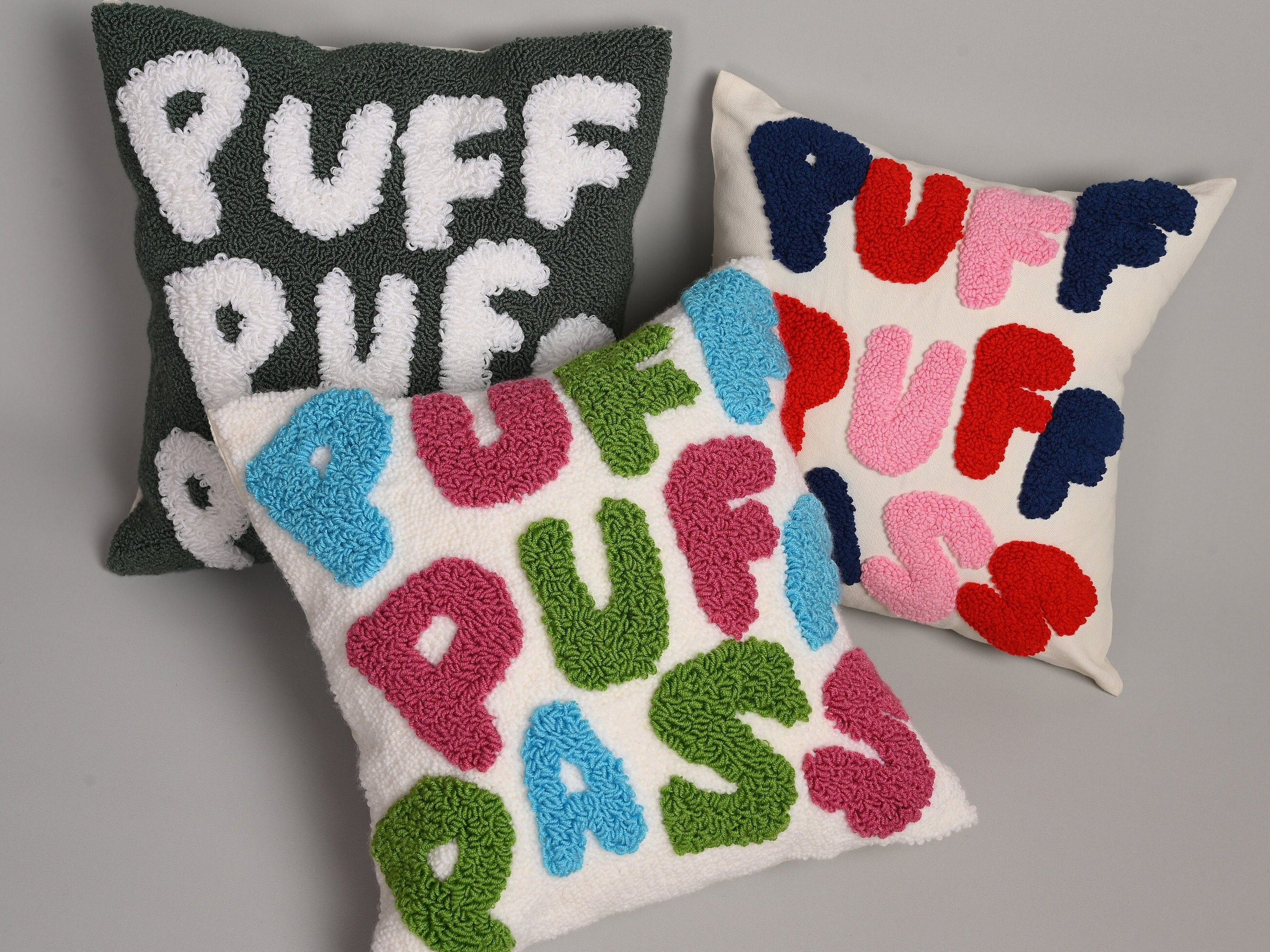 Puff Puff Pass Punch Needle Pillow, Throw Pillow, Decorative Sofa ...