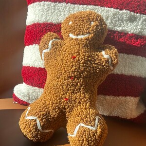 Gingerbread Man Teddy Pillow, Gingerbread Man Pillow, Faux Fur ...