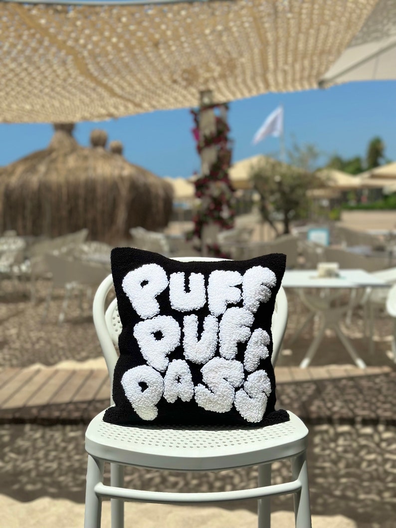 Black Puff Puff Pass Punch Needle Pillow Throw Pillow - Etsy