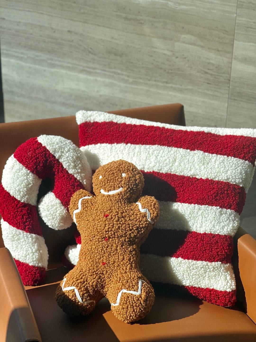 Gingerbread Man Teddy Pillow, Gingerbread Man Pillow, Faux Fur ...