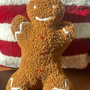 Gingerbread Man Teddy Pillow, Gingerbread Man Pillow, Faux Fur ...