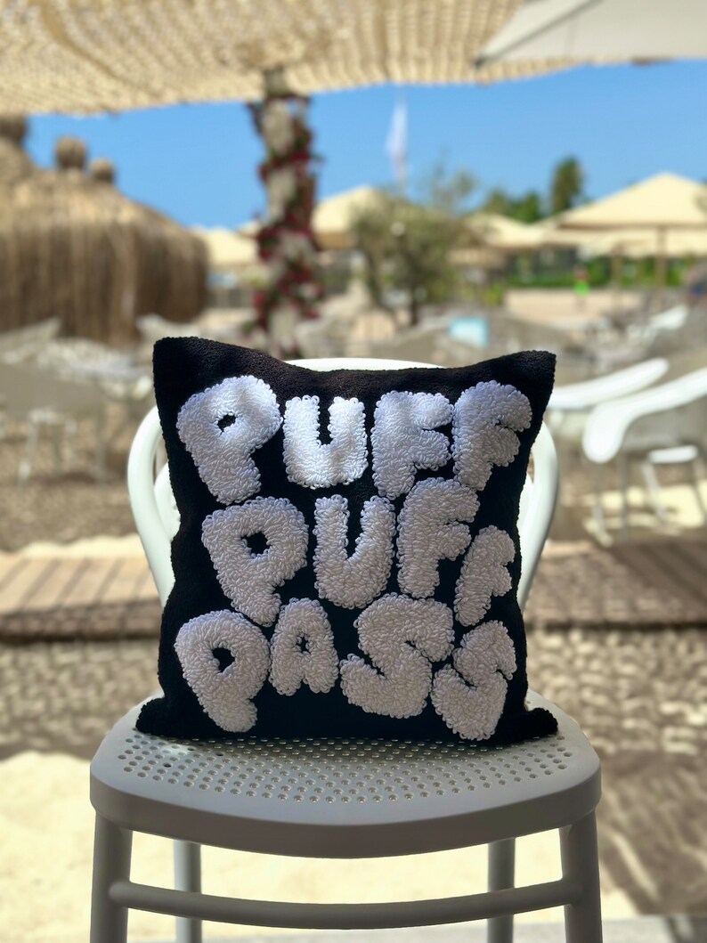 Black Puff Puff Pass Punch Needle Pillow Throw Pillow - Etsy