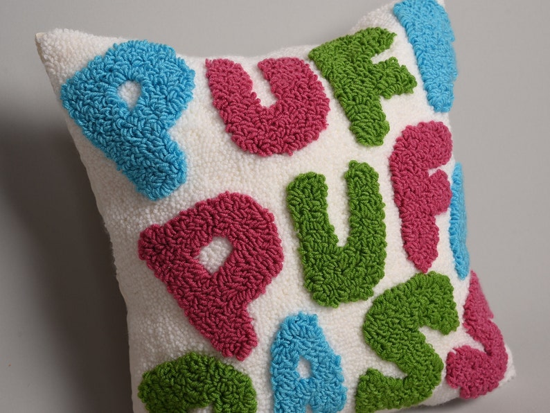 Puff Puff Pass Punch Needle Pillow, Throw Pillow, Decorative Sofa ...