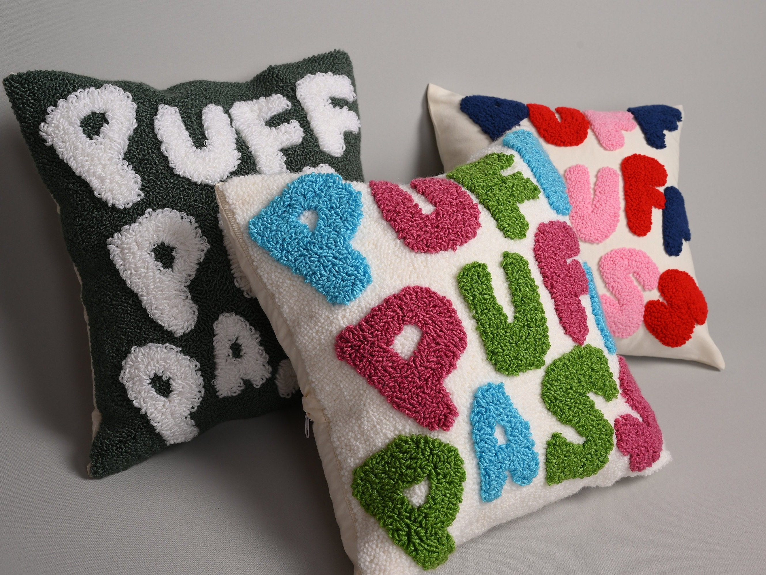 Puff Puff Pass Punch Needle Pillow, Throw Pillow, Decorative Sofa ...