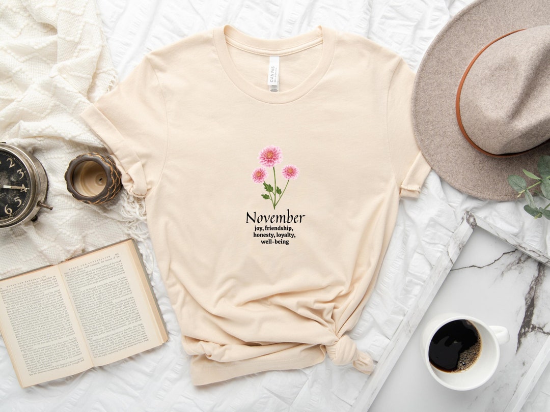 November Birth Flower Graphic T-shirt, Chrysanthemum T-shirt, November ...