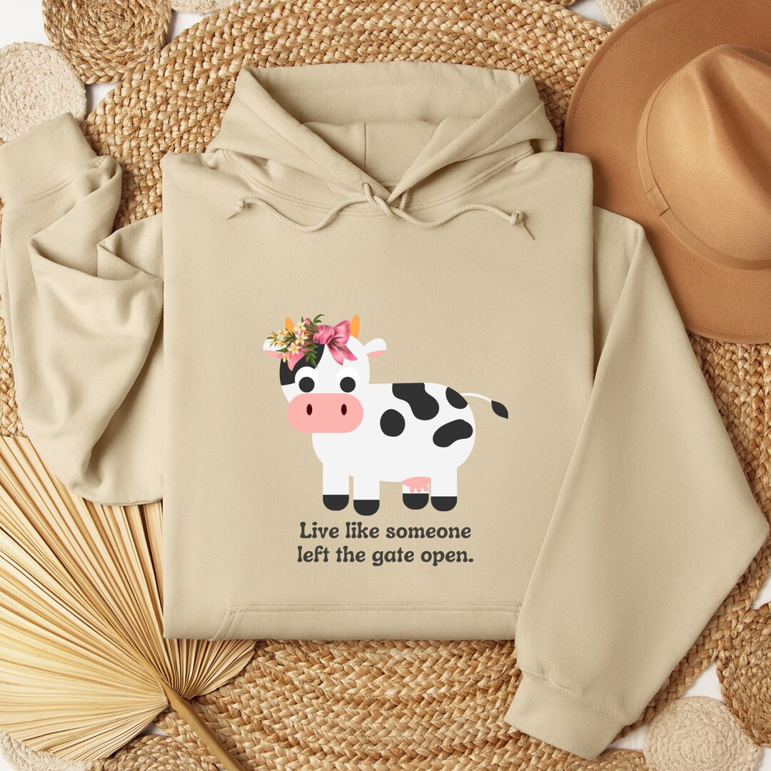 Animal Sweatshirt Cute Cow Hoodie Animal Sweater Animal Lover Shirt ...