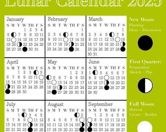 2025 Lunar Calendar - Digital Download- Moon Planner- Calendar ...