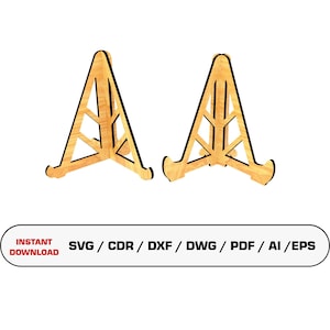 Easel Display SVG CDR DXF Plate Stand Glowforge Easel Stand Laser Cut ...