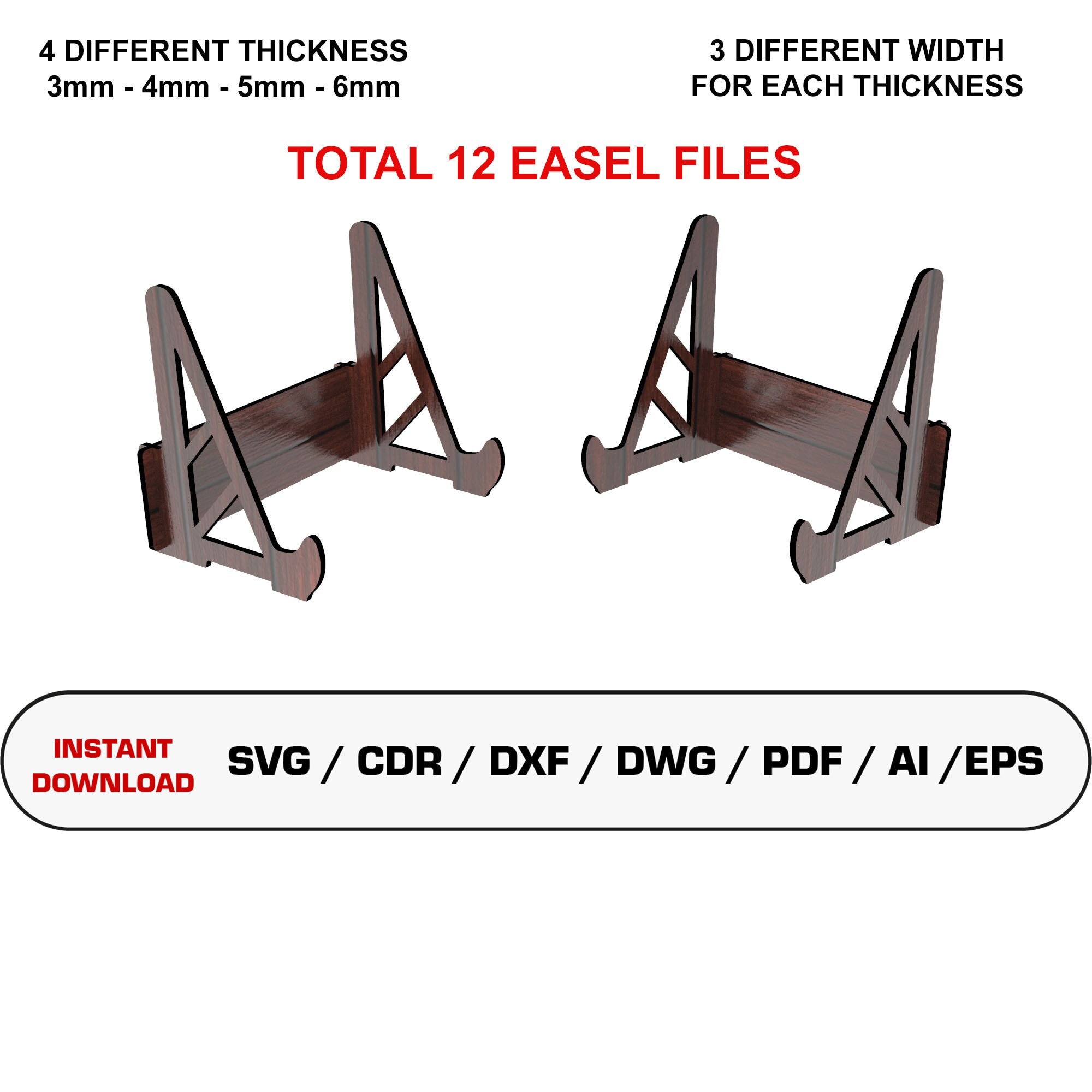 Easel Display SVG DXF PDF Plate Stand Glowforge Easel Stand Laser Cut ...