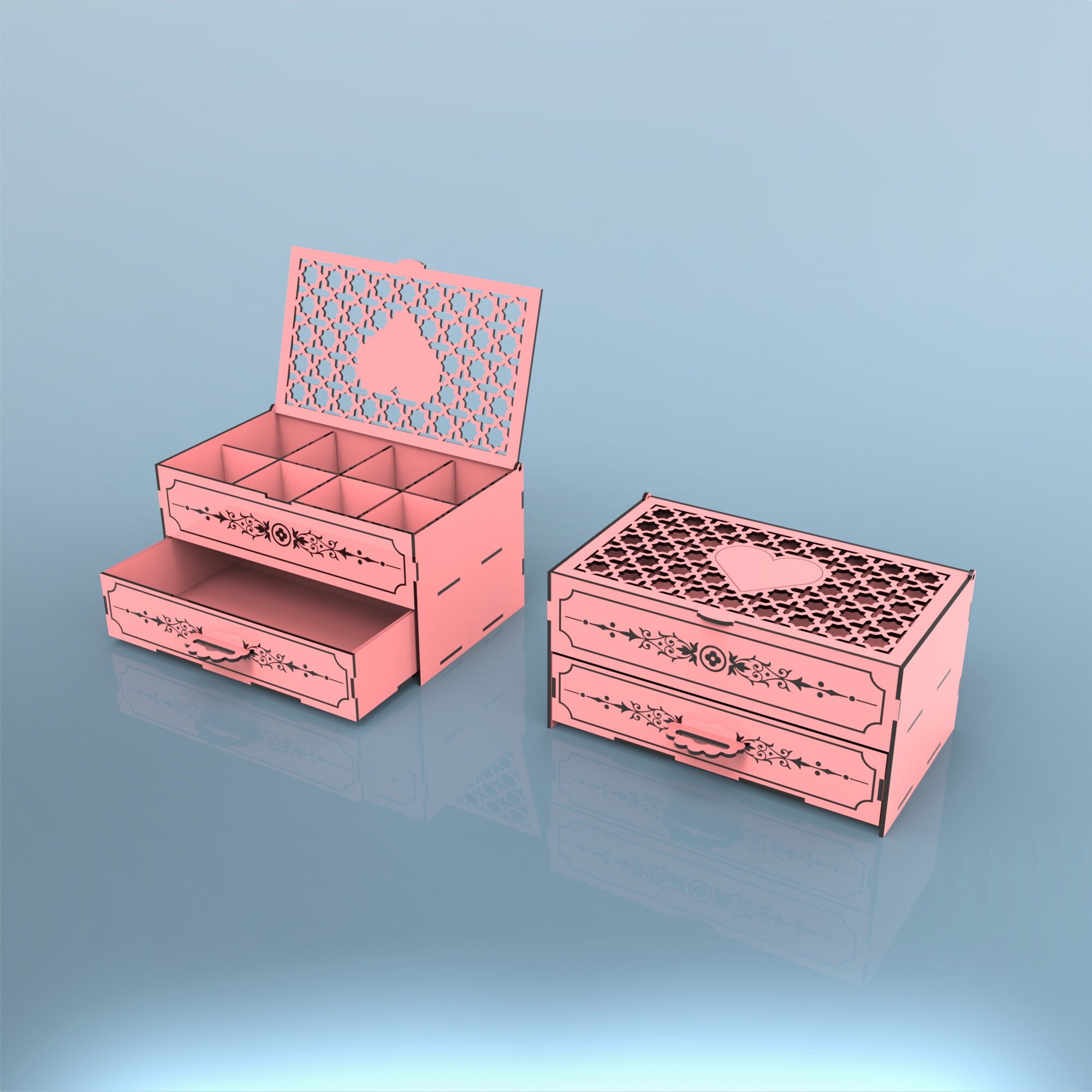 Chest of Drawers Laser Cut File, Desktop Organizer, Jewelry Box, Wooden ...