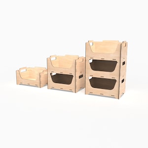 Stackable Storage Box Laser Cut Files, Stackable Wooden Crate, Wood Box ...