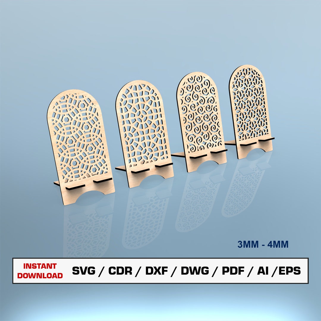 Phone Stand SVG Laser Cut File, Laser Cut Phone Holder, SVG Files for ...