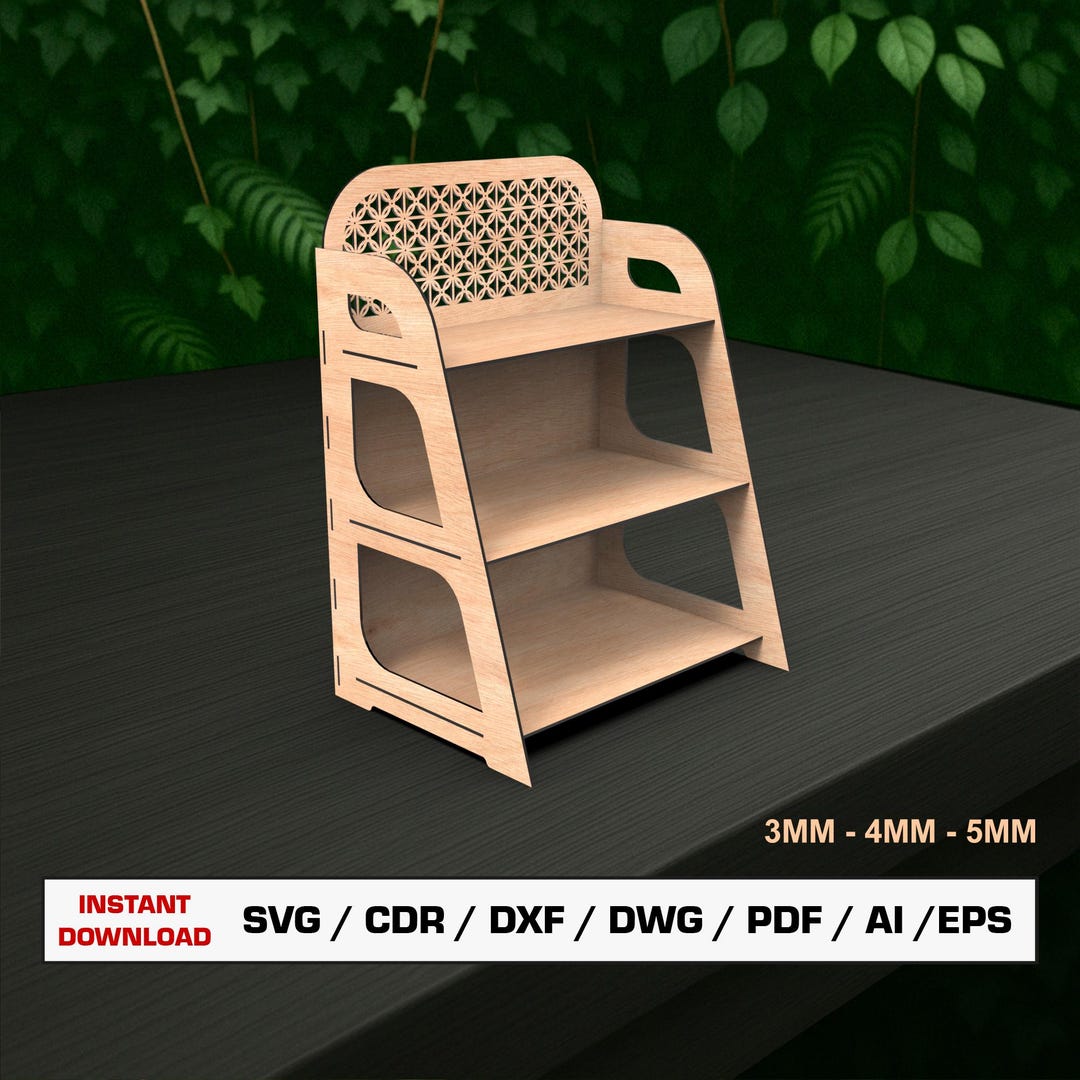 Display Stand Laser Cut File SVG, Decorative Shelf, Rack File Modern ...
