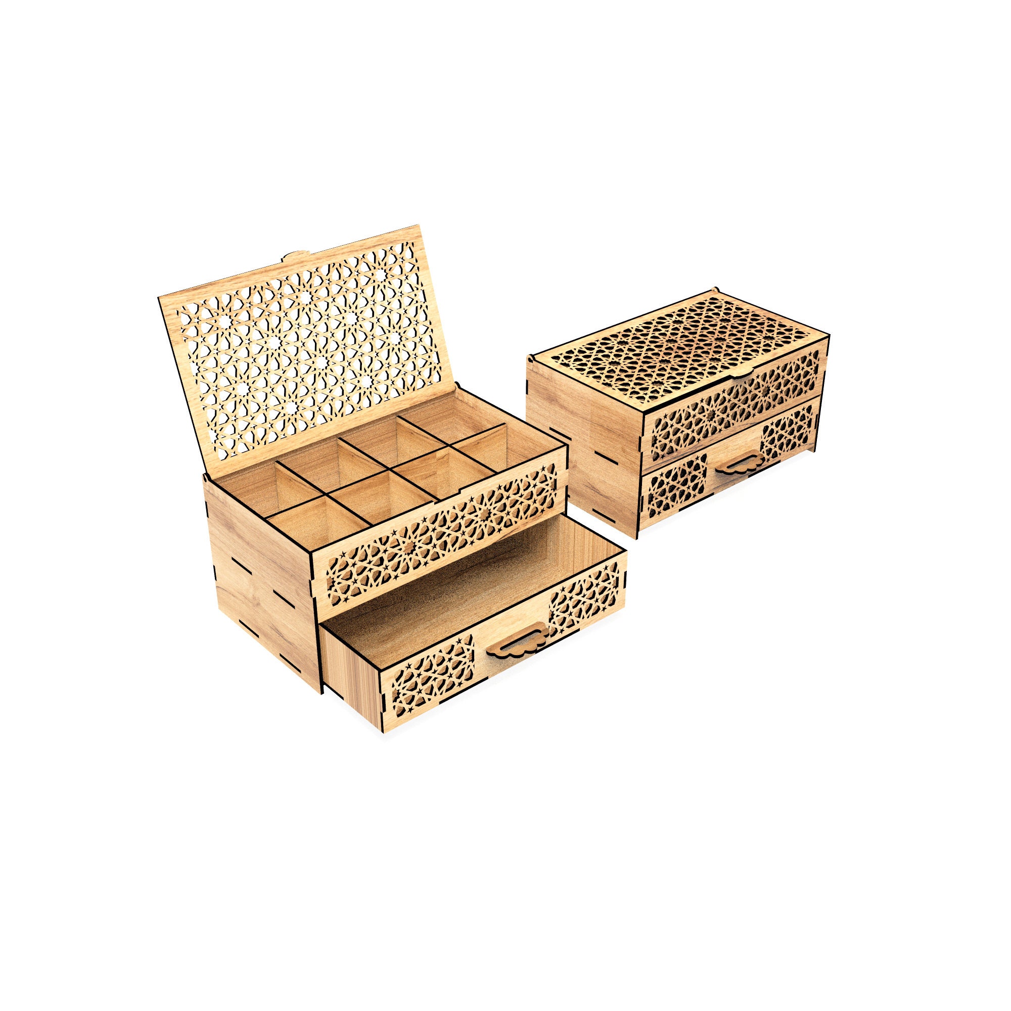 Chest of Drawers Laser Cut File, Desktop Organizer, Jewelry Box, Wooden ...