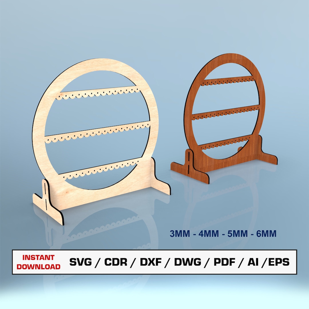 Earring Stand Laser Cut SVG Files, Earring Display, Laser Cut Files ...